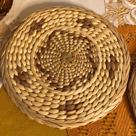Dining | Retro Woven Rattan Large Trivets | Poshmark